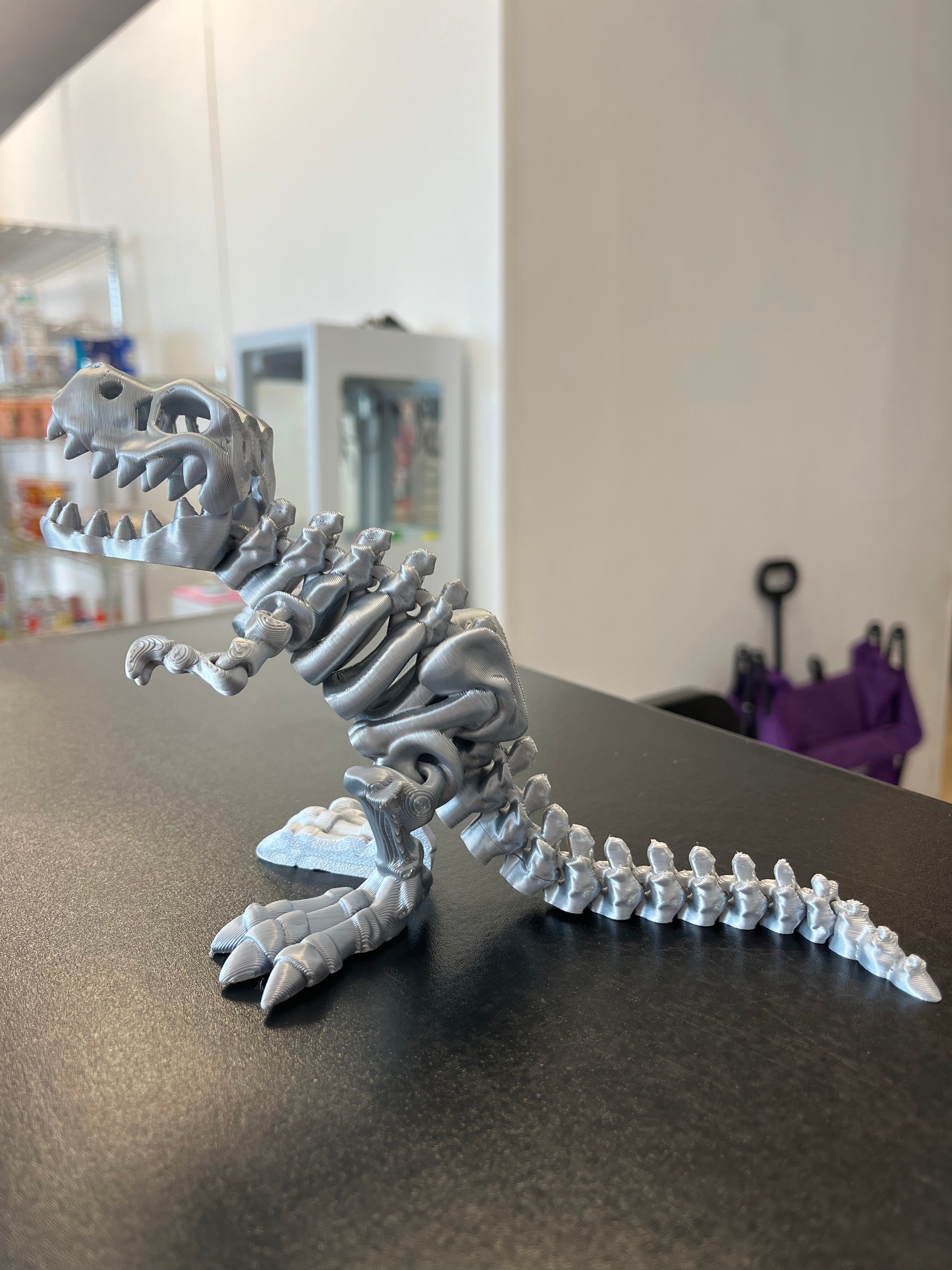 3D Printed Silver T-Rex (Medium) – Exotic Candiez LLC
